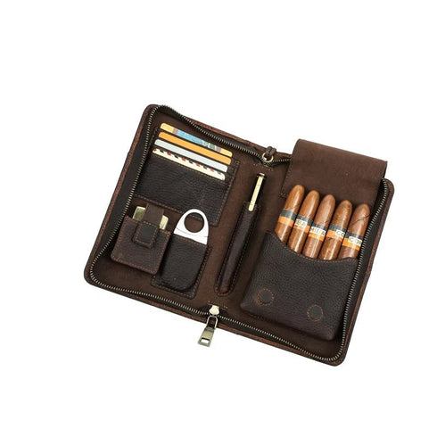 Premium Leather Cigar Humidor Case - Portable Travel Cigar Holder ...