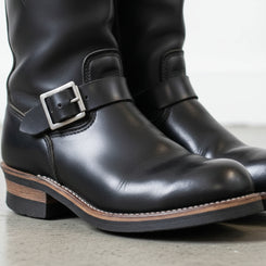 Men's Black Plain-Toe Leather Biker Boots - Brimley – Rebels Market