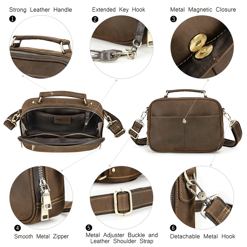 Men's Handmade Leather Crossbody Bag with Key Hook – Rebels Market