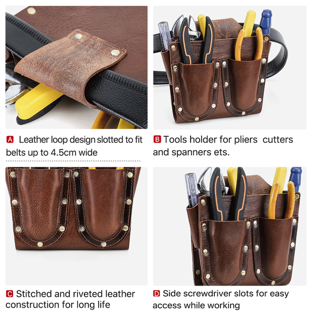 Heavy-Duty Italian Leather Tool Belt Pouch - Tool Bag – Rebels Market