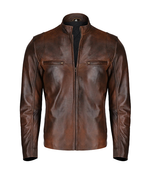 Classic Men antique Brown leather bomber jacket, Men biker leather jac ...