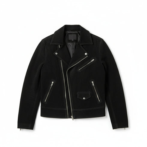 Handmade Men Front Zipper Fasten Black Suede Biker Jackets, Real Suede ...