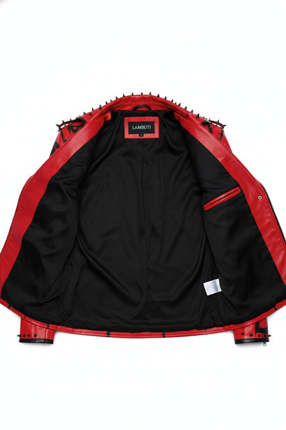 Handmade Red Sinner Leather Jacket, Men Punk Style Fashion Jacket ...