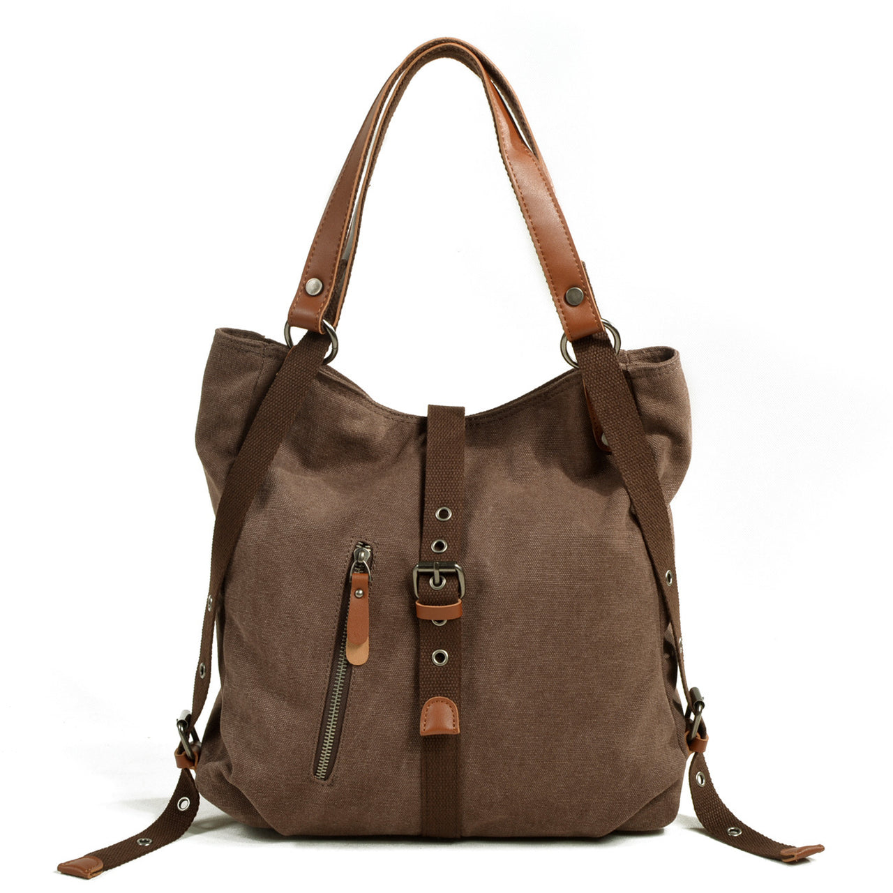 Convertible Canvas Backpack with Leather Accents - Stylish & Versatile ...