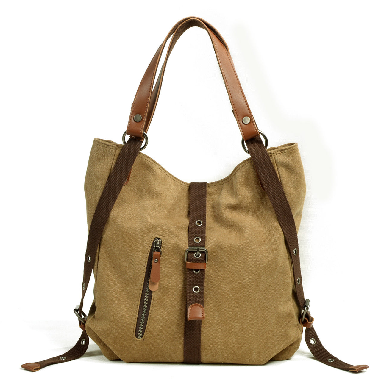 Convertible Canvas Backpack with Leather Accents - Stylish & Versatile ...