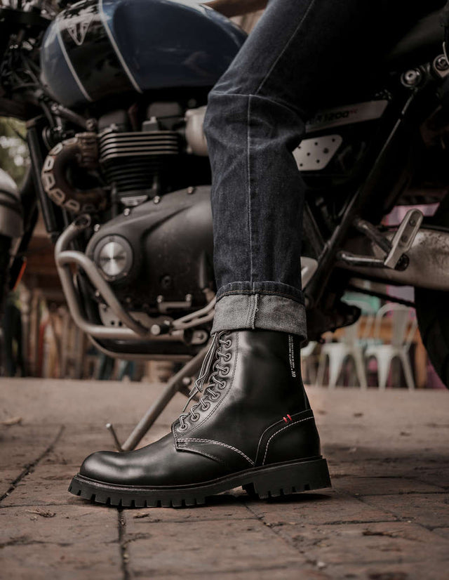 Crow Biker Boots - Geniune Leather Rugged Protection Moto Boots ...