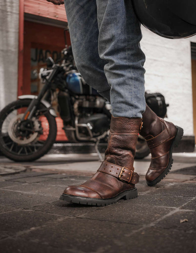 Men's Calf Leather Motorcycle Boots - Protective Moto Footwear – Rebels ...