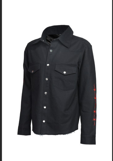 Hand sewn men denim devil jacket, Satan skull printed denim jean jacke ...