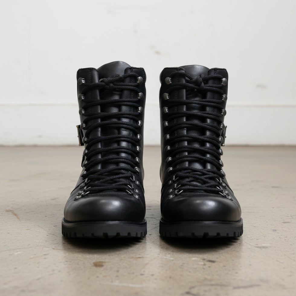Men's Black Biker Leather Ankle Boots - Combat Punk Style – Rebels Market