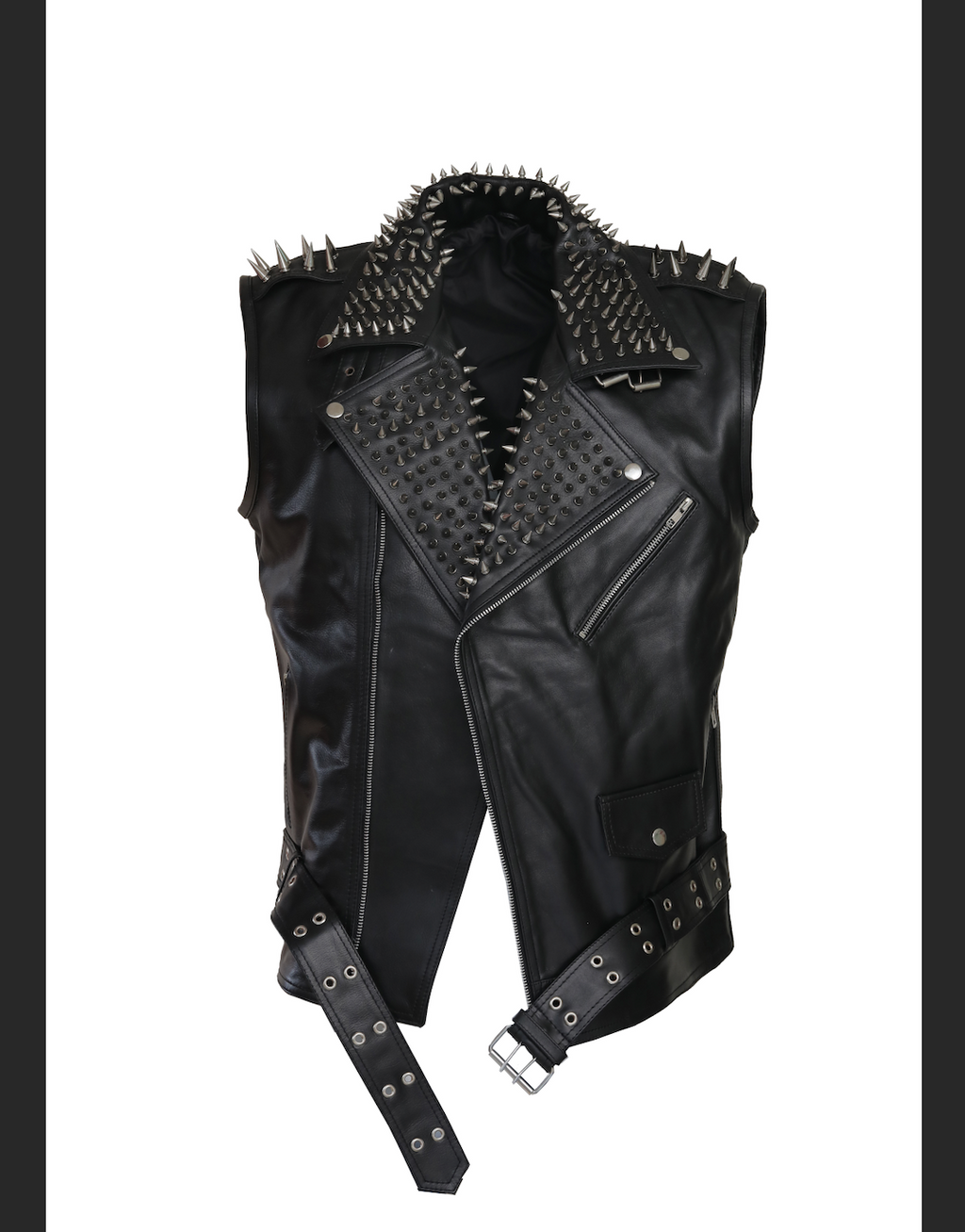 Handmade Men Black Leather Vest Style Jacket with stud work, Men Rock ...