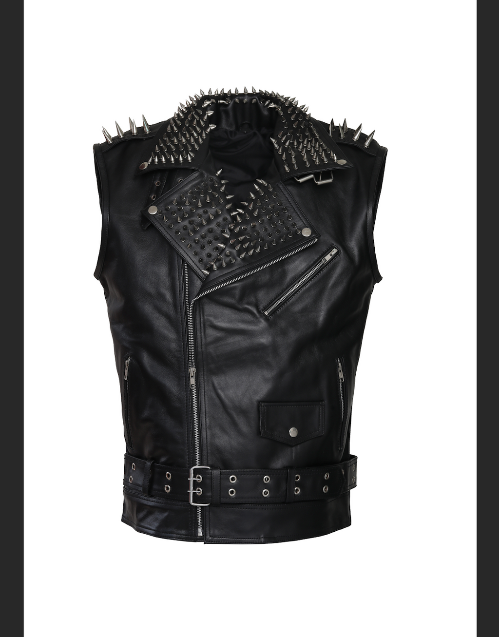 Handmade Men Black Leather Vest Style Jacket with stud work, Men Rock ...