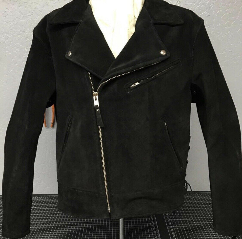 Handmade Men Front Zipper Fasten Black Suede Biker Jackets, Real Suede ...