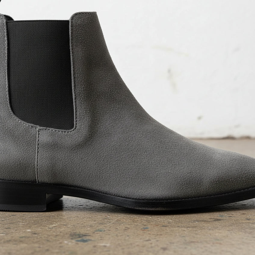 Handmade Men Gray suede Chelsea boots, Men suede ankle boot, chelsea b ...