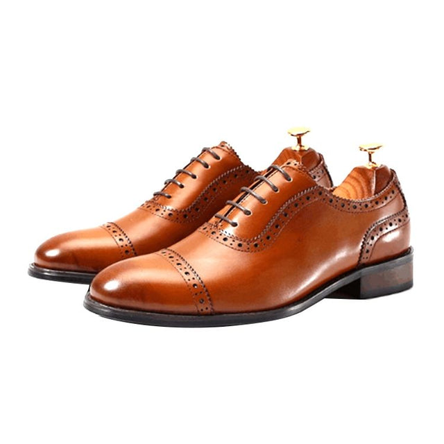 Men's Classic Handmade Cow Leather Brogue Shoes – Rebels Market