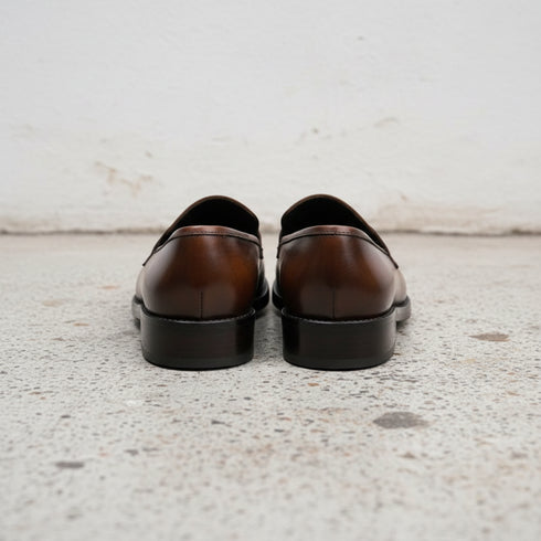 Men's Brown Apron-Toe Leather Penny Loafers — Hilsdon – Rebels Market