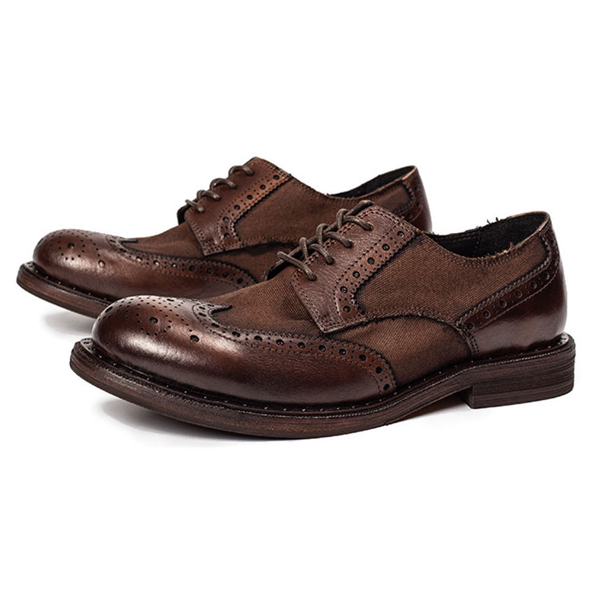Handmade Men's Full Grain Leather Wingtip Brogues – Rebels Market