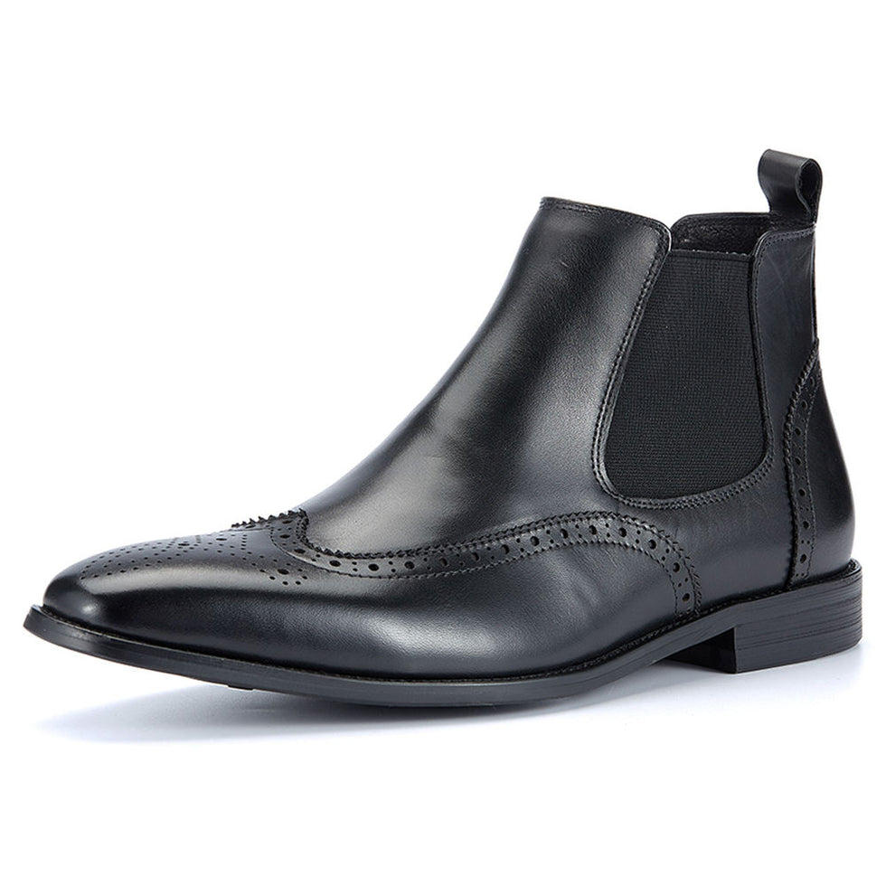 Handmade Men's Full Grain Leather Wingtip Chelsea Boots – Rebels Market