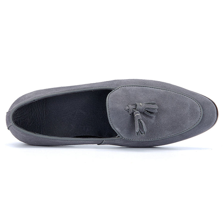 Handmade Men's Full Grain Suede Tassel Loafers - Elegant Casual Shoes ...