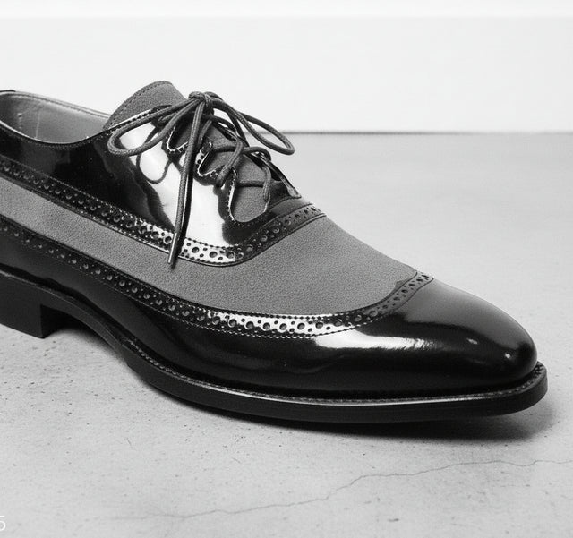 Handmade Mens Wing Tip Two Tone Dress Shoes, Mens Spectator Shoes ...
