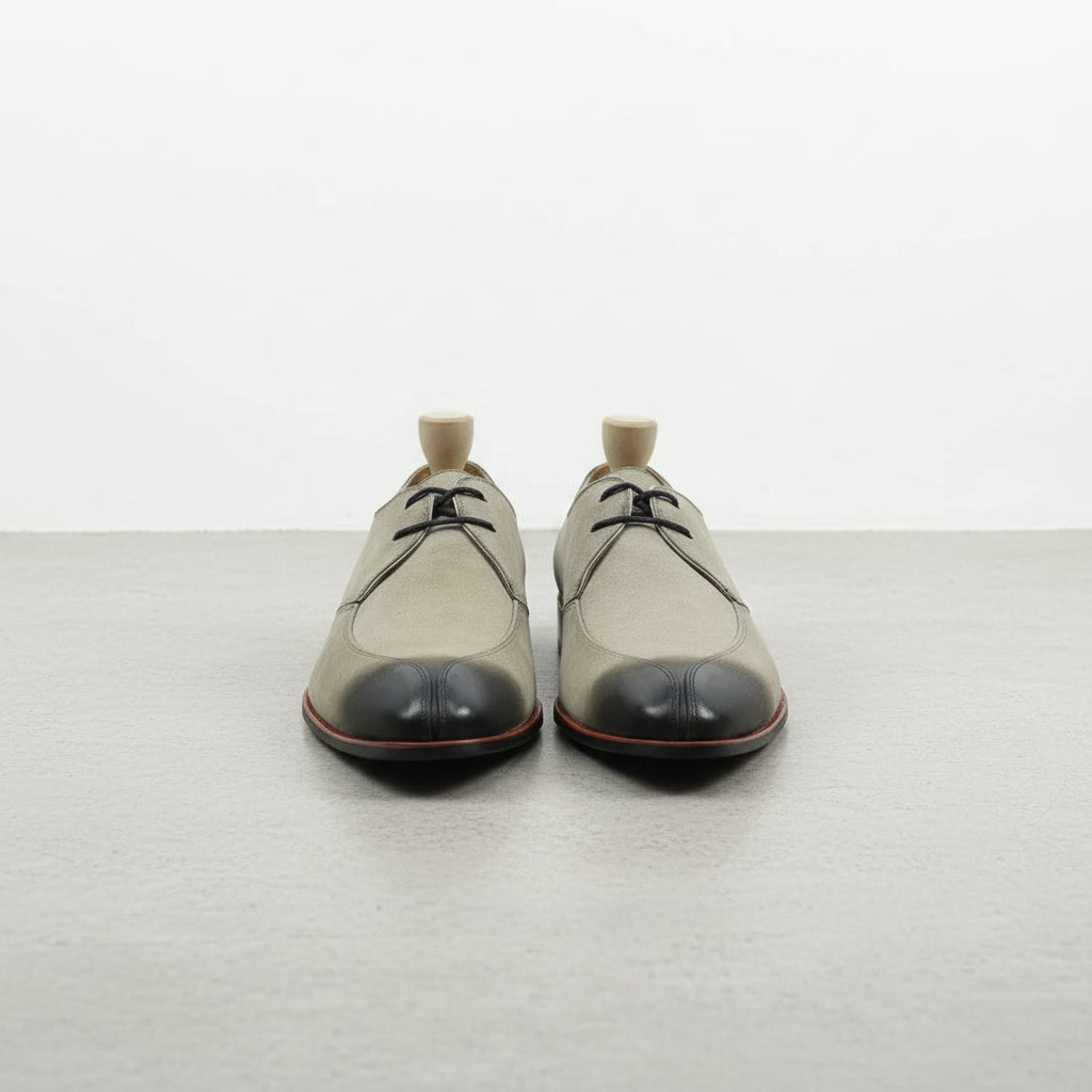 Handmade Two tone wing tip lace up shoes, Men gray suede dress shoes ...