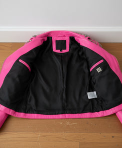 Handmade women pink punk style jacket, leather gothic rivet rock jacke ...