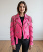 Handmade Women Pink Punk Style Jacket, Leather Gothic Rivet Rock Jacket ...