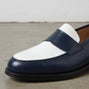Men Two Tone Spectator Shoes Blue and White Leather Dress Shoes ...