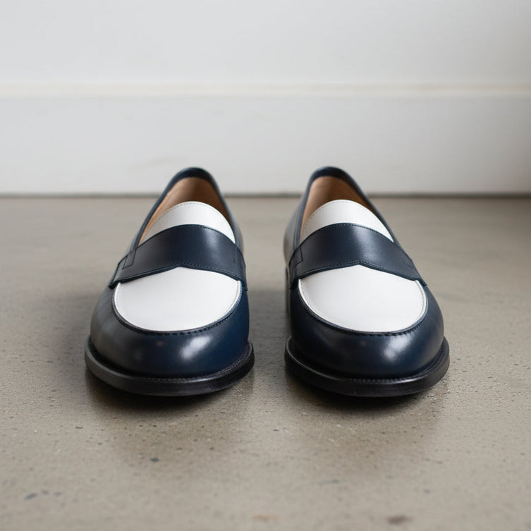 Men Two Tone Spectator Shoes Blue and White Leather Dress Shoes ...