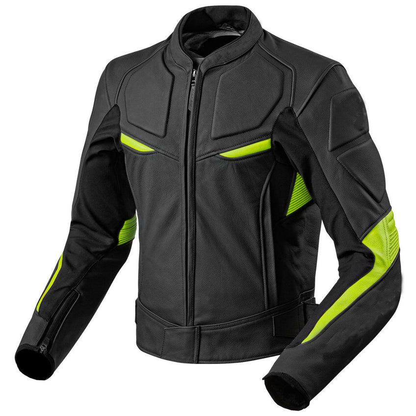 Handmade Men Yellow and Black Contrast Motorcycle Racing Jacket with S ...