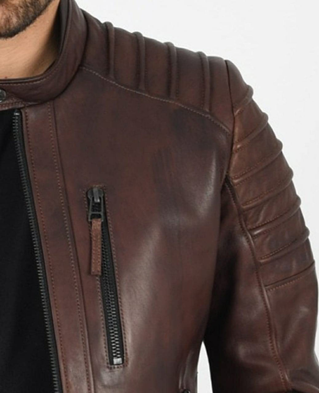 Mens Brown Leather Jacket, Brown Quilted Genuine Lambskin Biker jacket – Rebels Market