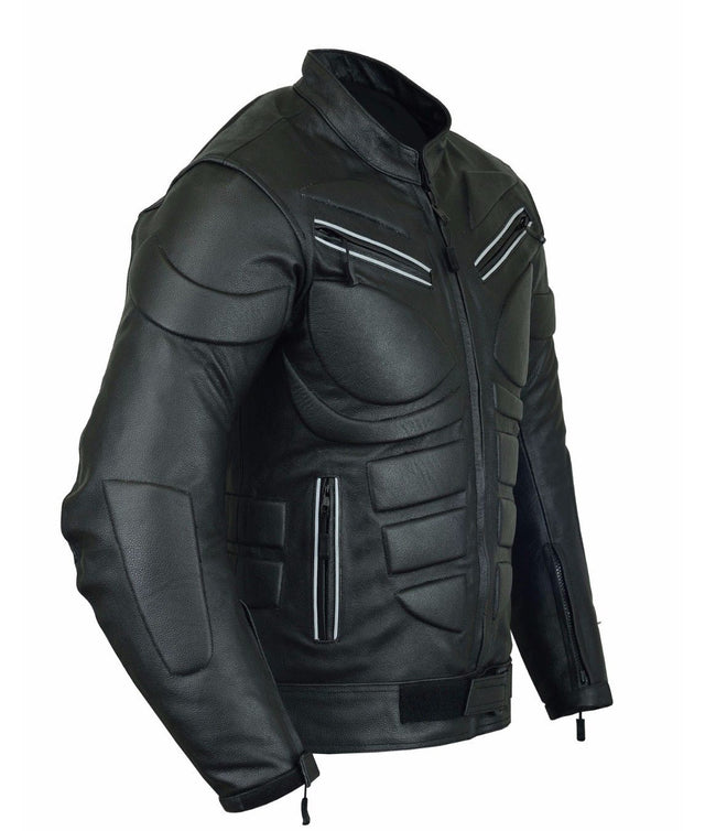 Men's Black Slim Fit Biker Leather Jacket | Motorcycle Riding Jacket ...