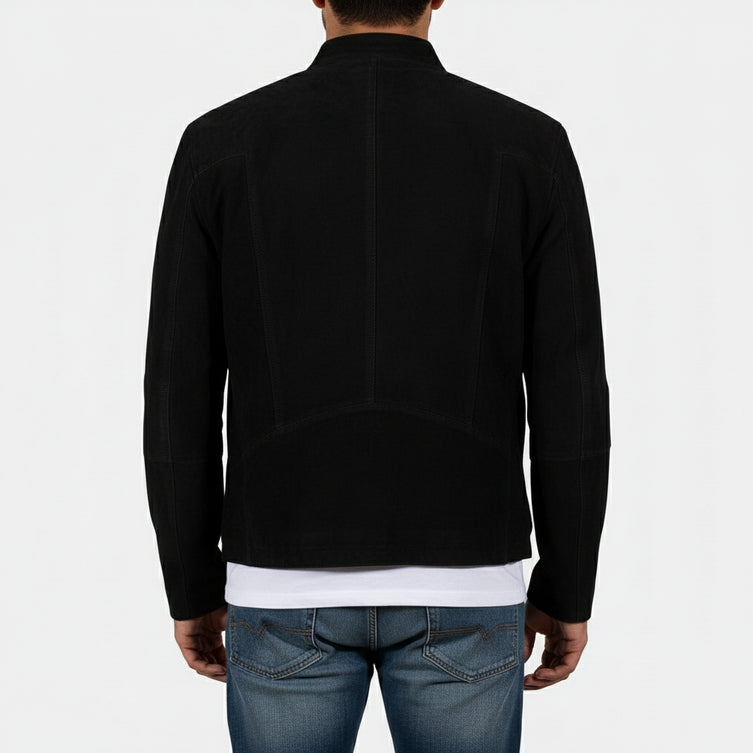 Handmade Men Charcoal Black Jacket, Suede Slim Fit Jacket, Black Suede ...