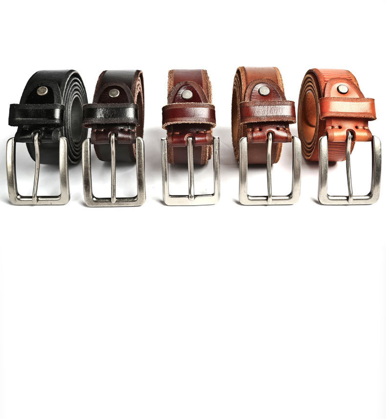 Men's Leather Buckle Belt with Pinhole Design – Rebels Market