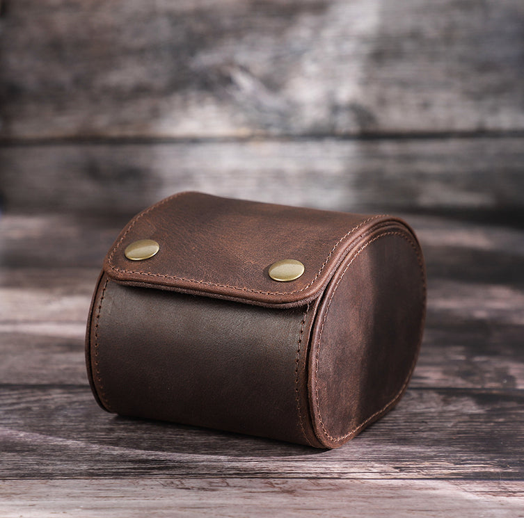Real Leather Portable Watch Roll Case, Elegant Single Slot Travel Watc ...
