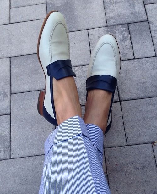 Handmade Men Two Tone Formal Shoes, Blue And White Dress Shoes – Rebels ...