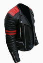Handmade Men Two Tone Leather Jacket, Black and Red Brando Fashion ...