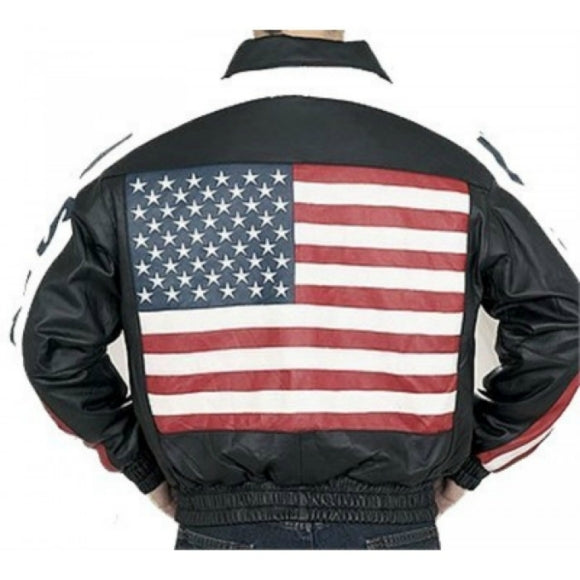 Men's Handmade Leather USA Flag Jacket with YKK Zips – Rebels Market