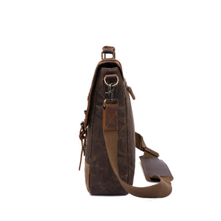 Dark Brown and Tan Canvas Messenger Bag - Horsley – Rebels Market