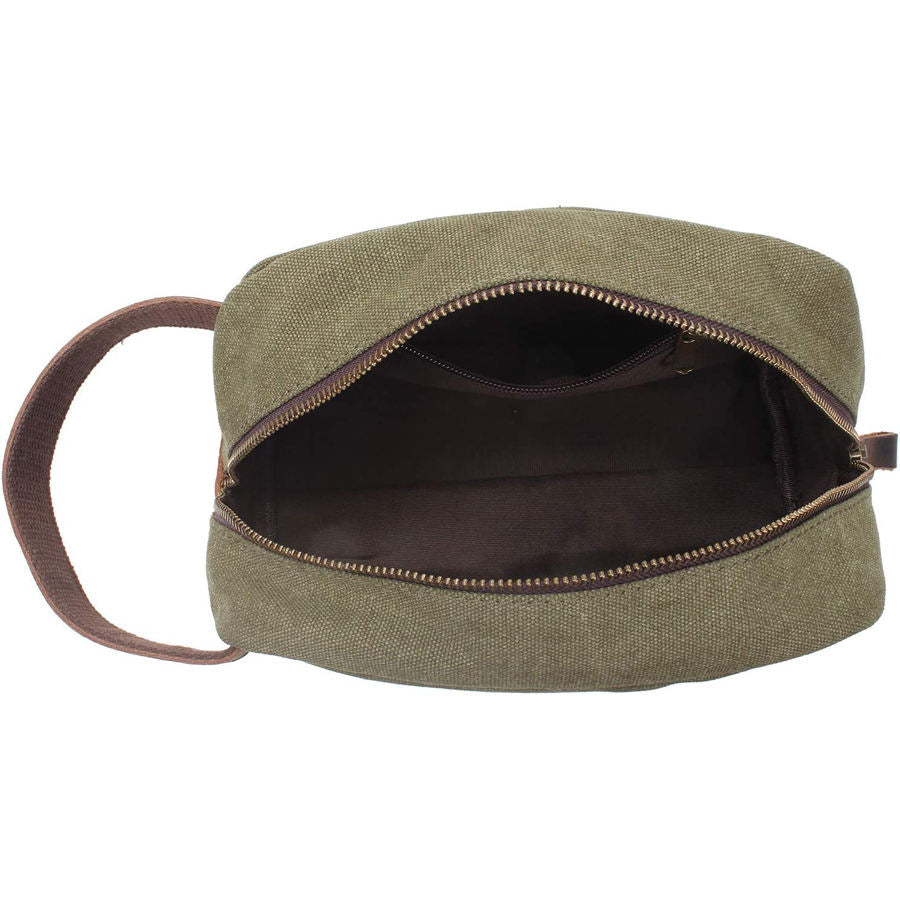 Vintage Canvas Zipper Dopp Kit with Leather Accents Bag – Rebels Market