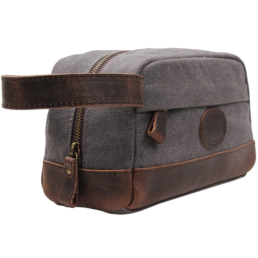 Vintage Canvas Zipper Dopp Kit with Leather Accents Bag – Rebels Market