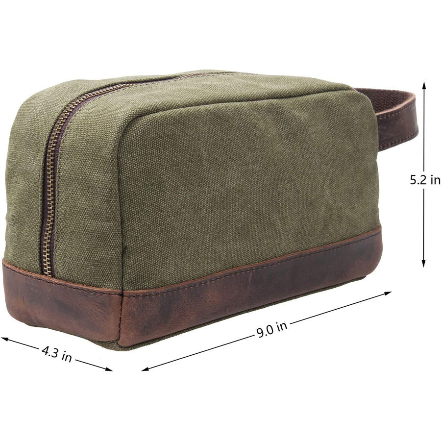 Vintage Canvas Zipper Dopp Kit with Leather Accents Bag – Rebels Market