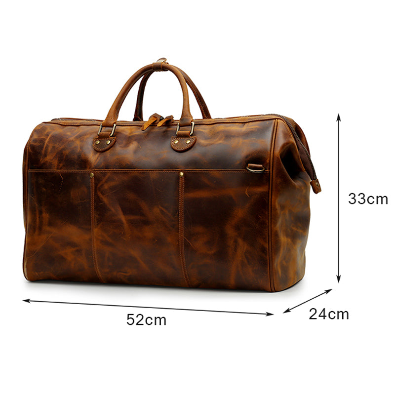Genuine Leather Weekender Duffel Bag – Travel & Overnight Carry-On ...