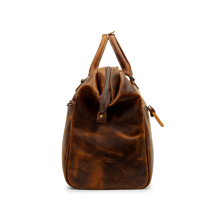 Genuine Leather Weekender Duffel Bag – Travel & Overnight Carry-On ...